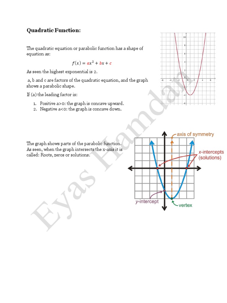 9 Quadratic Function Pdf Quadratic Equation Mathematical Relations