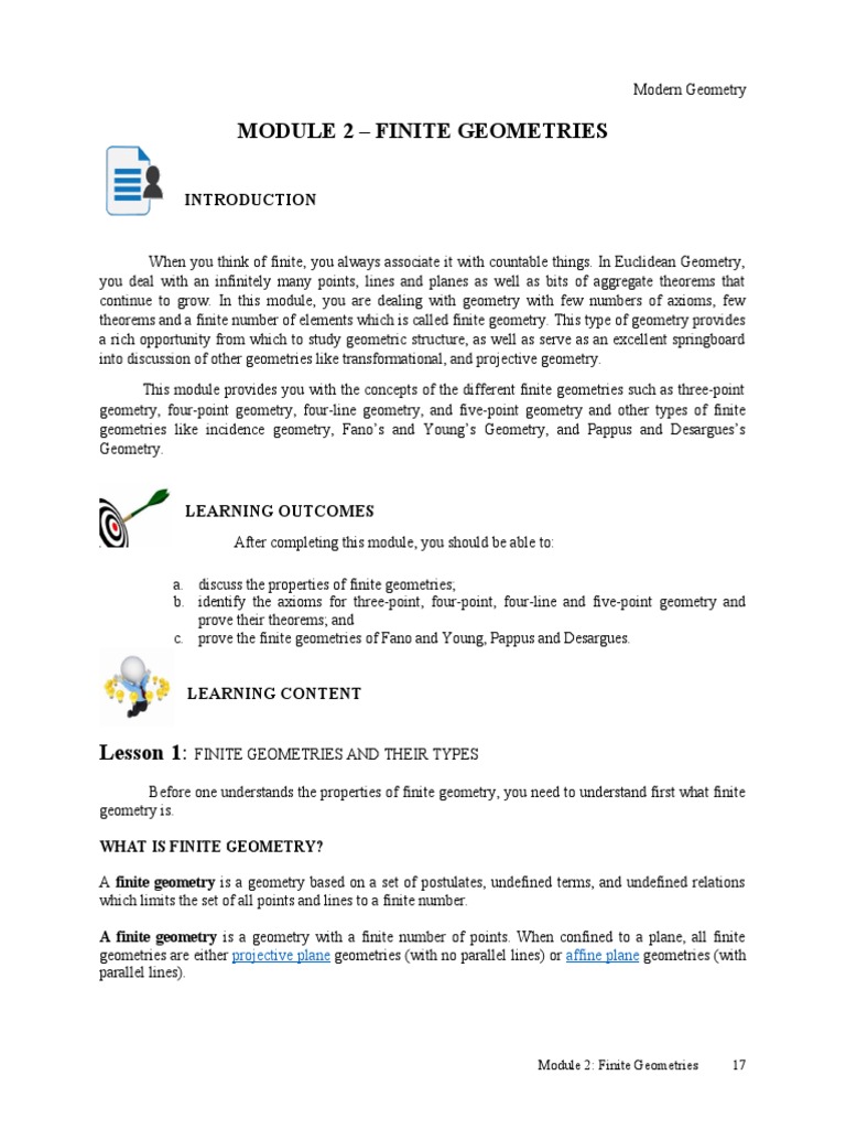 Module 2 Finite Geometries Edited Pdf Line Geometry Geometry
