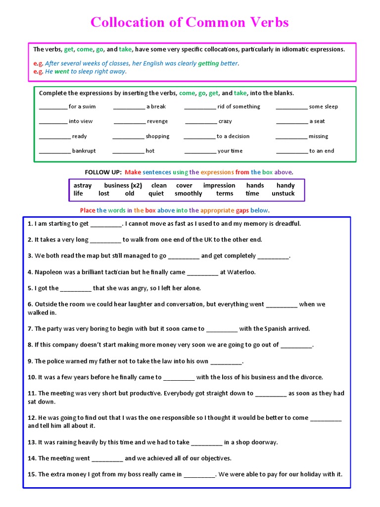 Common-Verb-Collocations-For Students | PDF | Human Communication ...