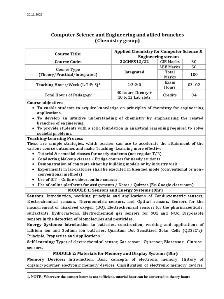 Chemistry Syllabus | PDF