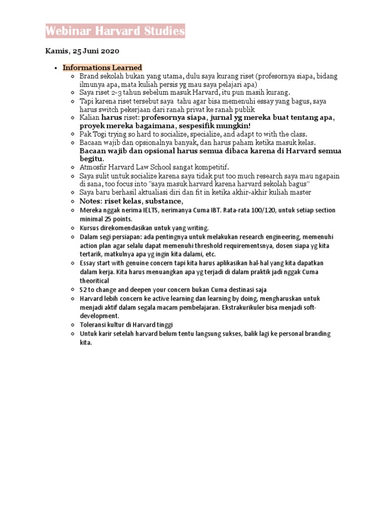 Webinar Harvard Studies From UI Alumnus | PDF