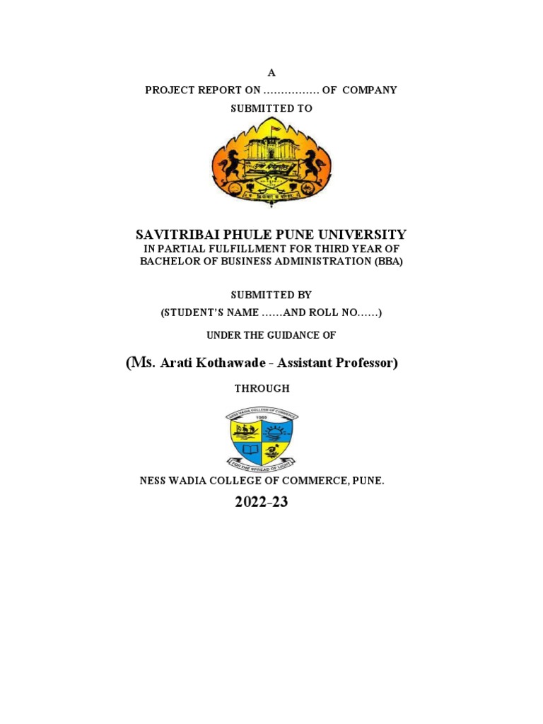 Savitribai Phule Pune University: A Project Report On . of Company Submitted To | PDF