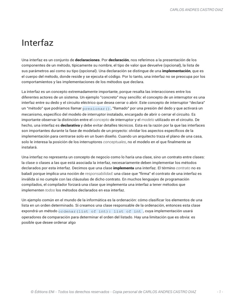 Definición de Interfaz en Programación | PDF | Lenguaje de programación ...