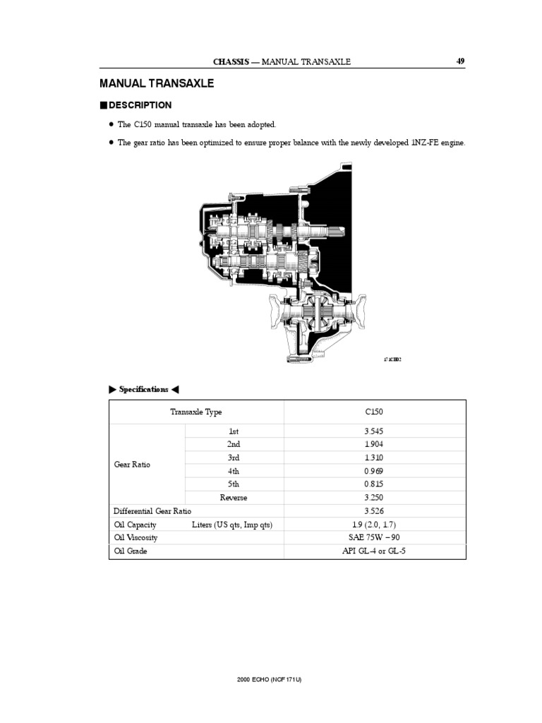 C150 Manual Transaxle Specifications | PDF