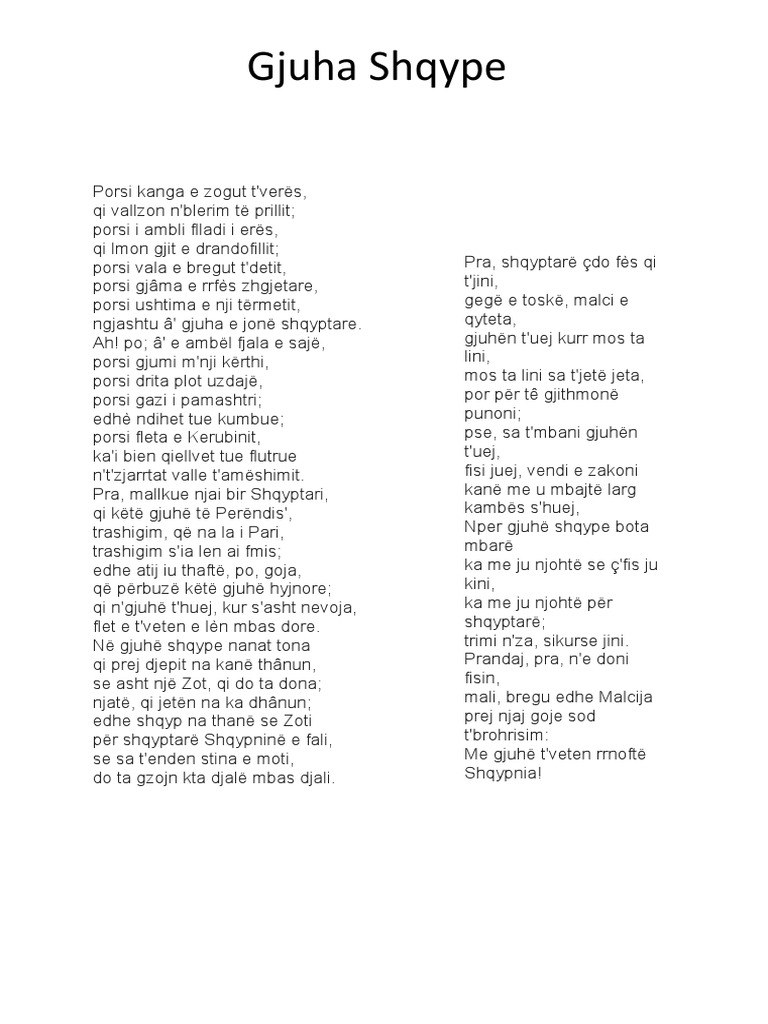 Gjuha Shqype Gjergj Fishta | PDF