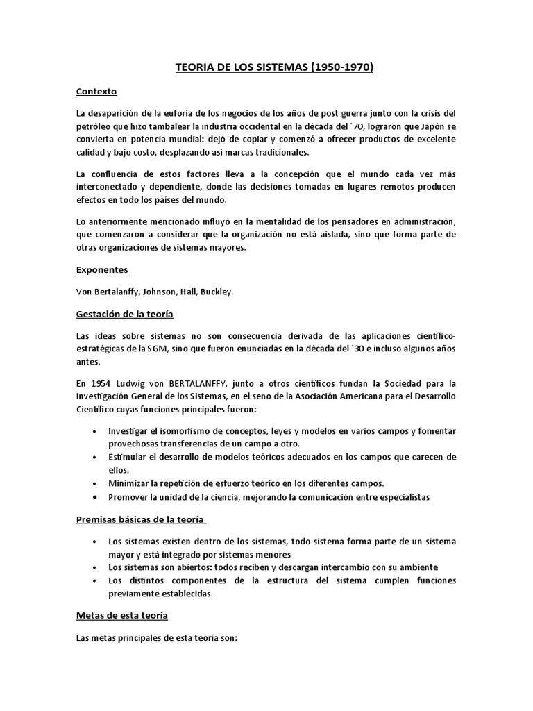 Teoria de Los Sistemas | PDF | Teoría | Teoría de sistemas