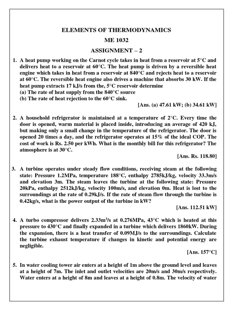 Assignment 2 EOT 1032 | PDF | Heat | Heat Pump
