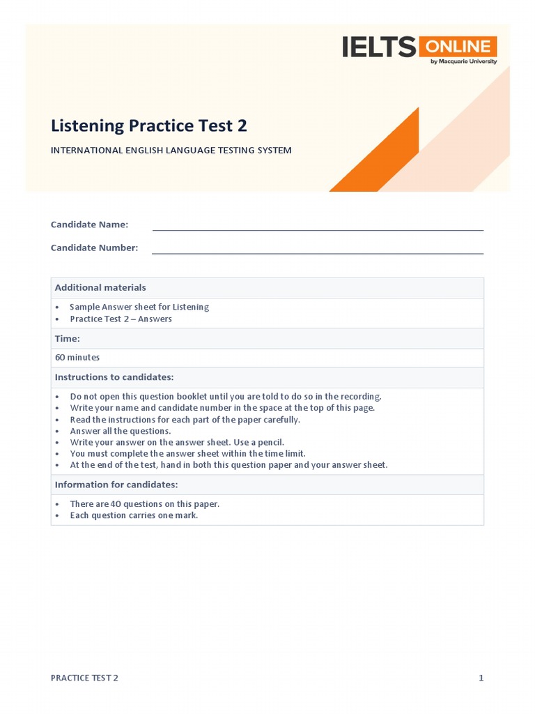 IELTS Academic Listening Practice Test 2 Paper Based Questions | PDF ...