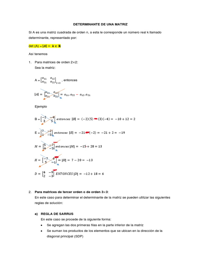 Determinantes de Una Matriz e Inversa de Matrices | PDF | Determinante ...