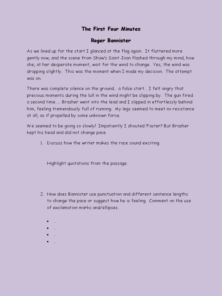 The First Four Minutes: Race Analysis | PDF | Poetry
