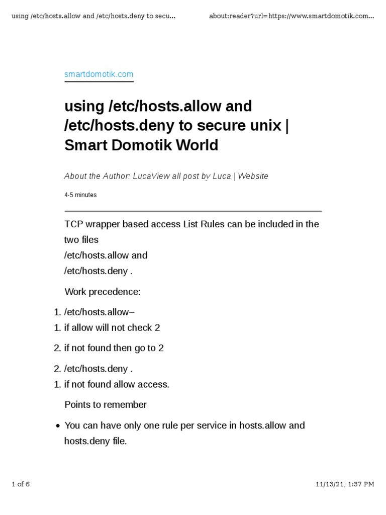 Secure Unix With Tcp Wrapper Rules In Etchostsallow And Etchostsdeny Pdf Server