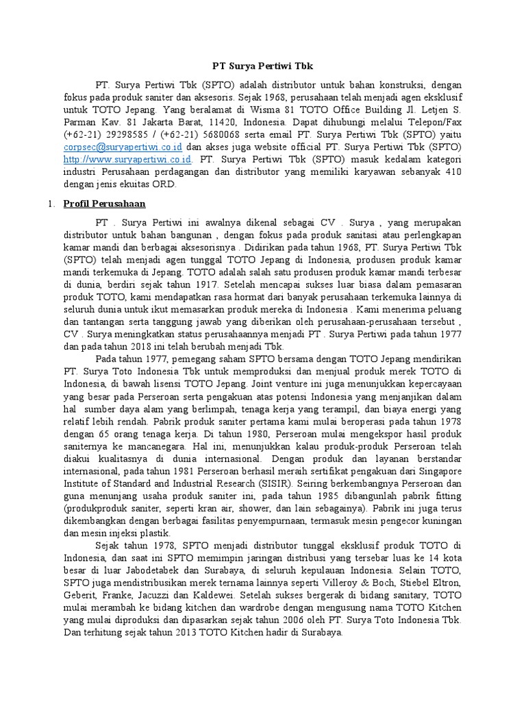 PT Surya Pertiwi TBK | PDF