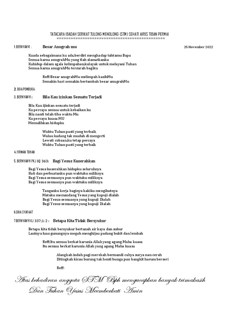Tata Cara Ibadah STM Sehati Airis Tiban | PDF