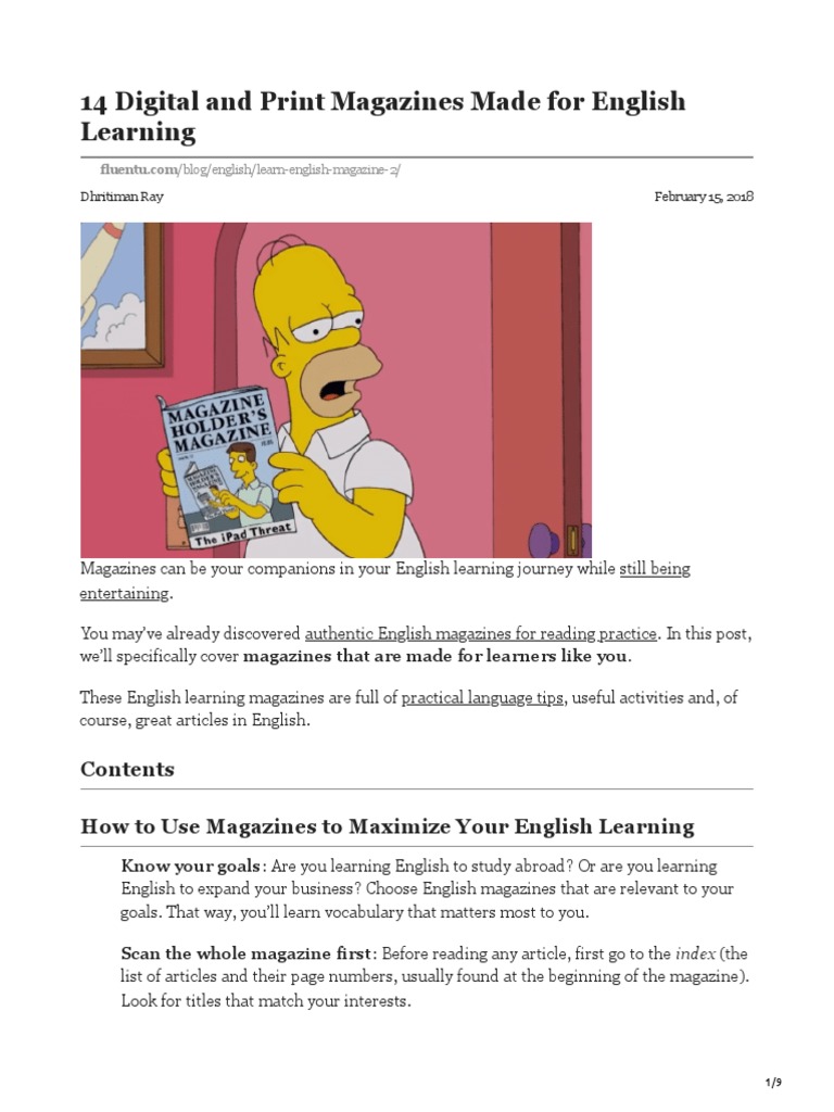 14 Magazines for Learning English | PDF | Learning | English Language