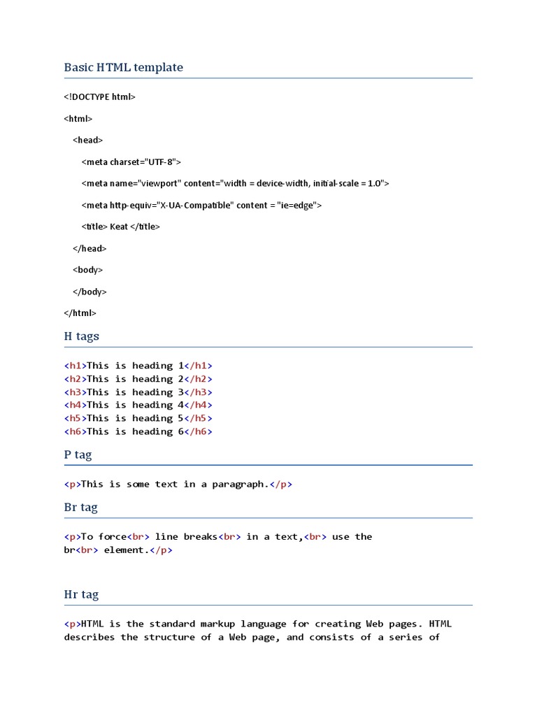 HTML Quick Reference | PDF | Html Element | Html