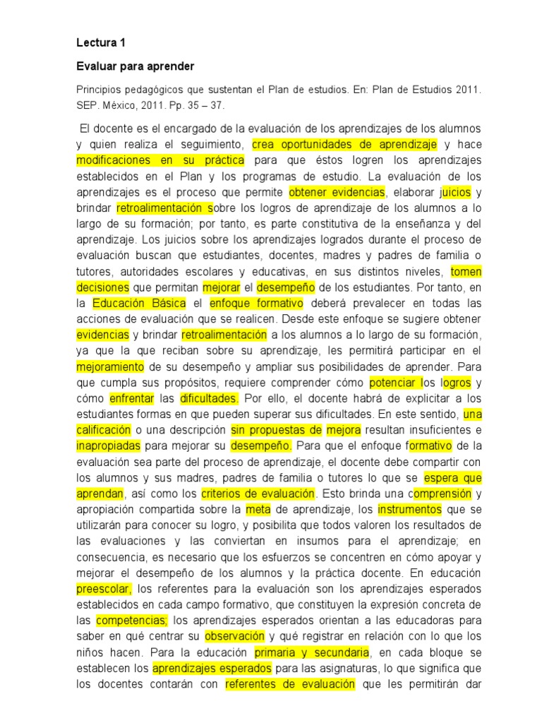 Lecturas Evaluacai N Del Aprendizaje Escolar | PDF | Evaluación | Método de enseñanza