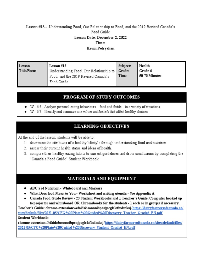 Lesson #13 - Understanding Food, Our Relationship To Food, and The 2019 ...