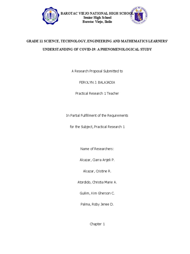 Sample PR1 Research Study | PDF | Experience | Health Sciences