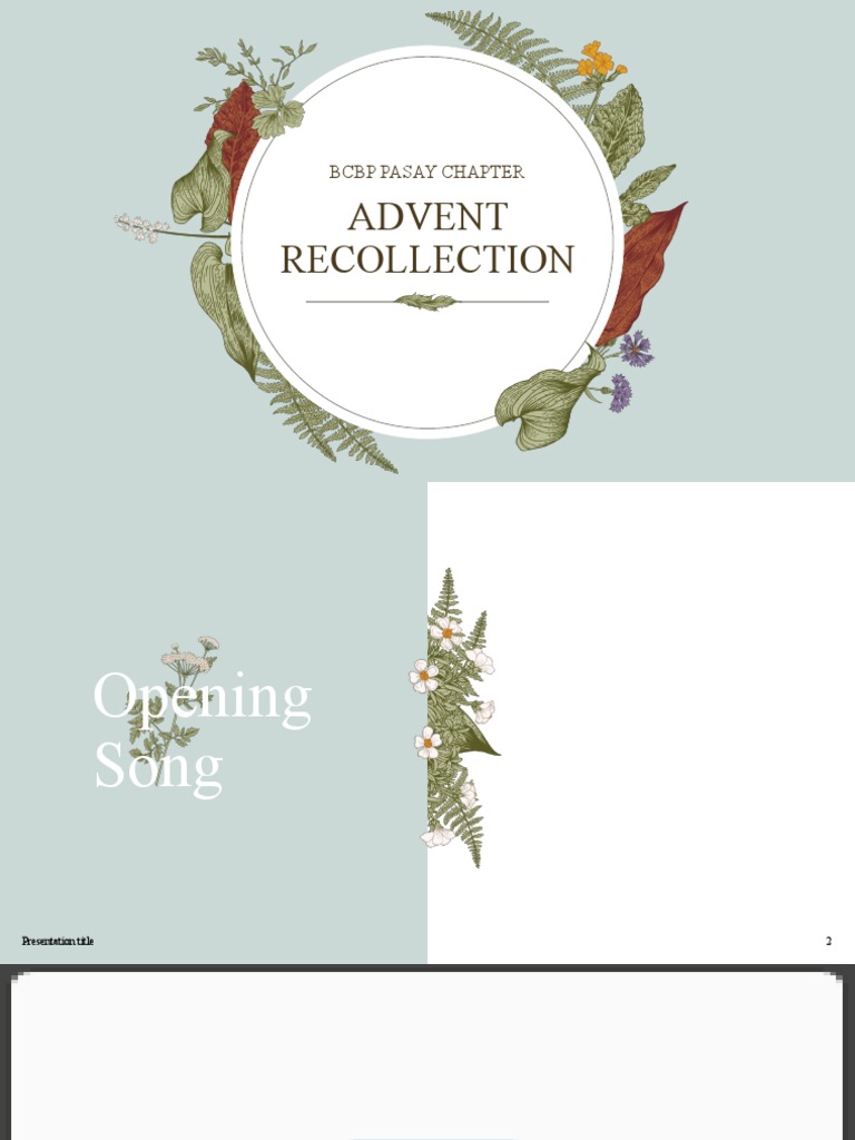 Advent Recollection BCBP Pasay Chapter | PDF