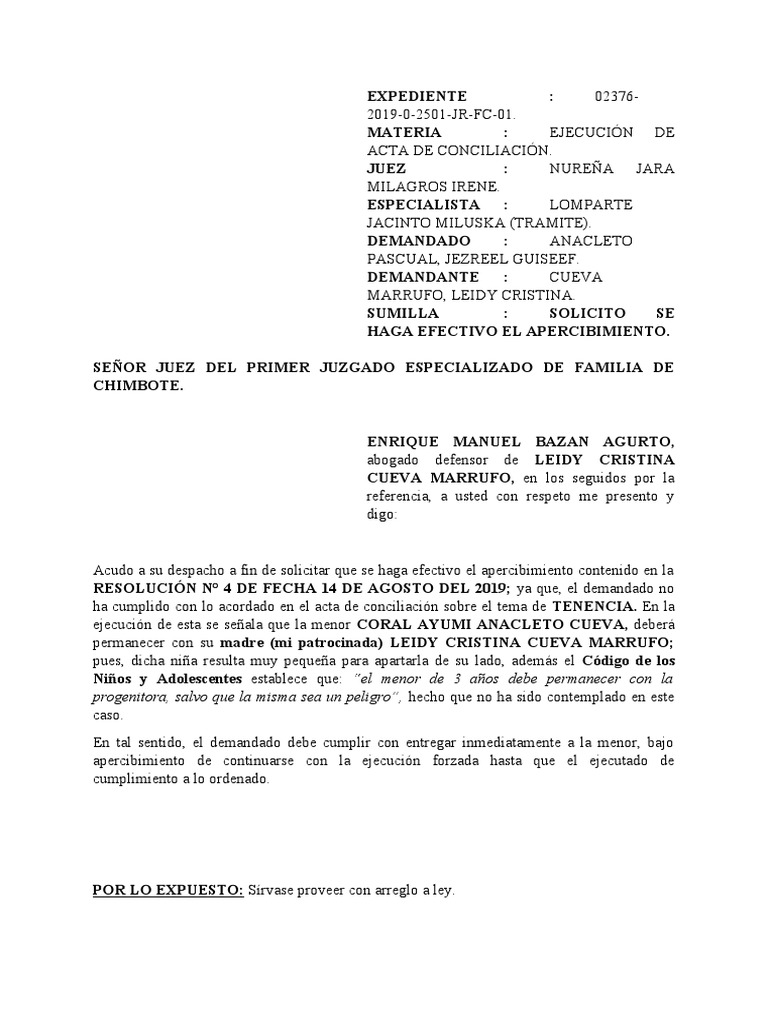 Apercibimiento - Leidy | PDF