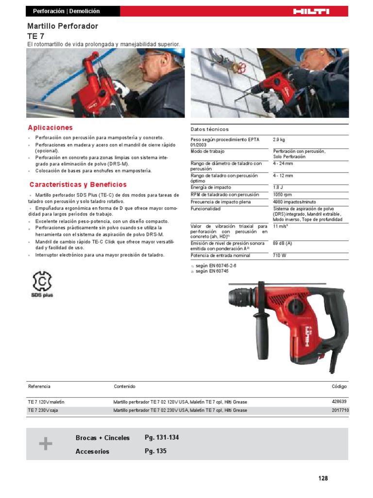 Rotomartillo Te 7 | PDF | Perforación | Perforar