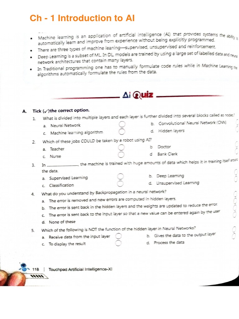 Class XI AI Questions Bank | PDF