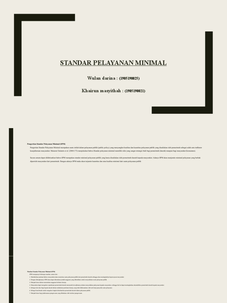 Kelompok 9 Standar Pelayanan Minimal | PDF