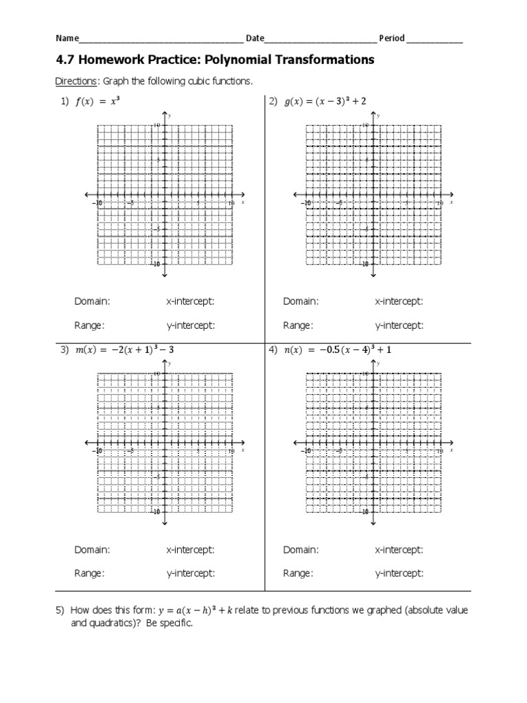 4.7 Homework Practice | PDF