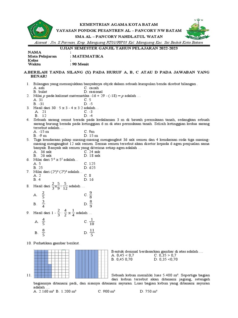 Soal Matematika Kelas Vii | PDF