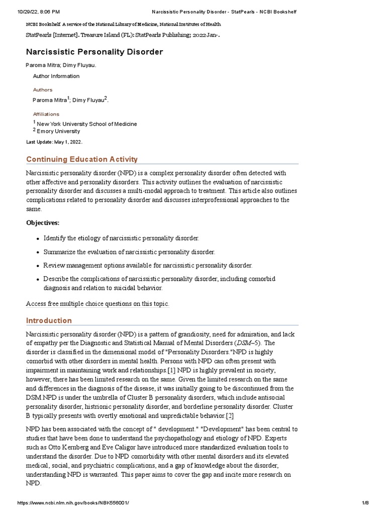 Narcissistic Personality Disorder | PDF | Personality Disorder | Mental ...