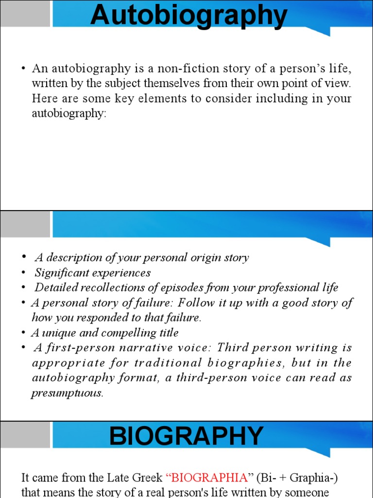 Biography vs. Autobiography Explained | PDF | Biography | Narration