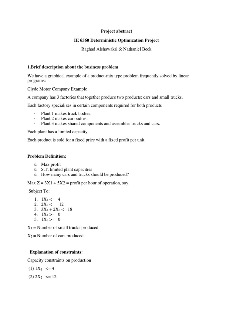 IE 6560 Deterministic Optimization Project Abstract-1 | PDF ...