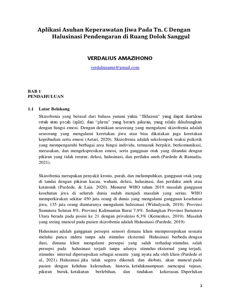 Verdalius Amz-Asuhan Keperawatan Jiwa Dengan Masalah Halusinasi Pendengaran | PDF
