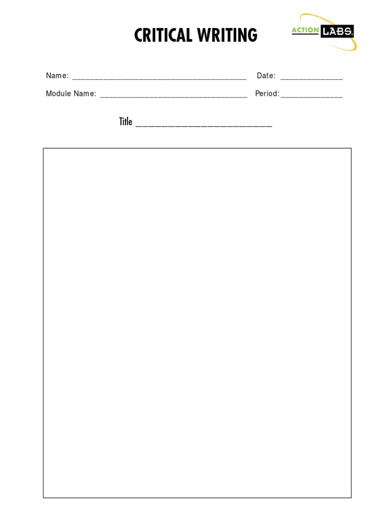 Critical Writing Worksheet | PDF