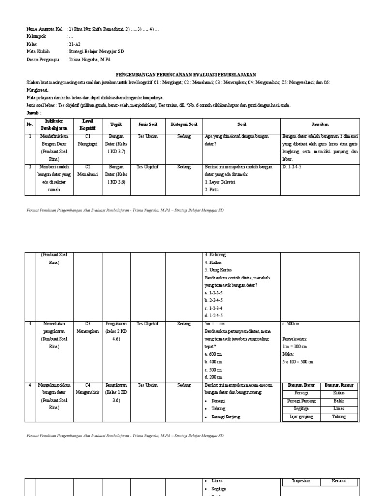 Pengembangan Perencanaan Evaluasi Pembelajaran - Rina Nur Shifa ...