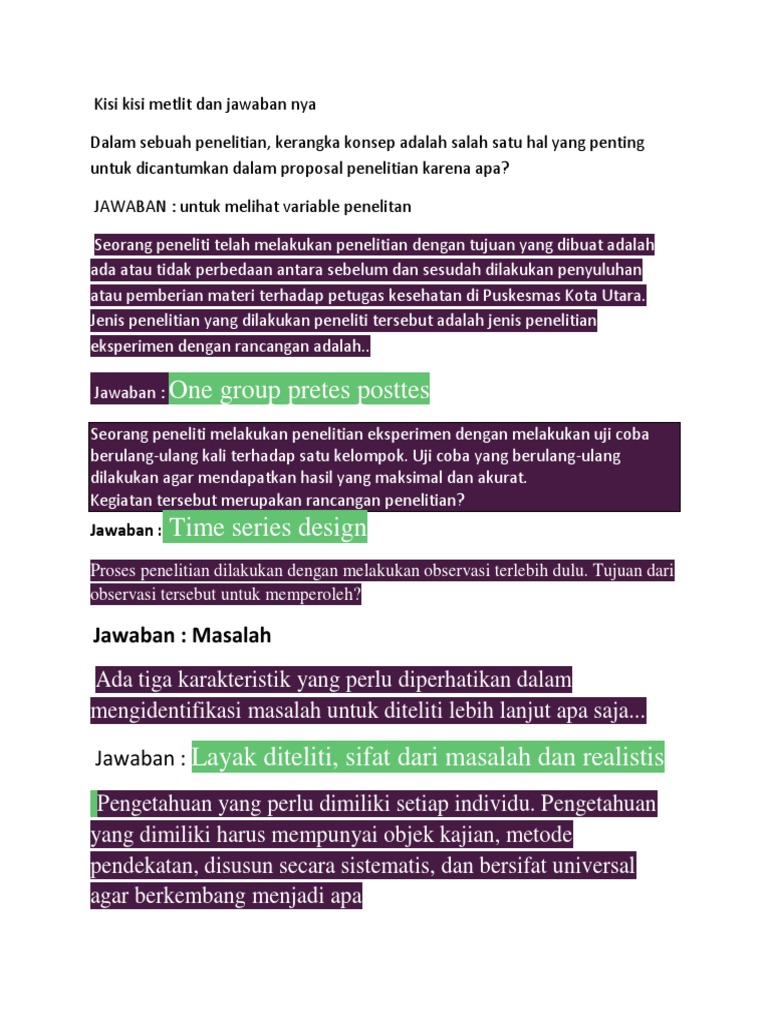 Kisi Kisi Metlit Dan Jawaban Nya | PDF