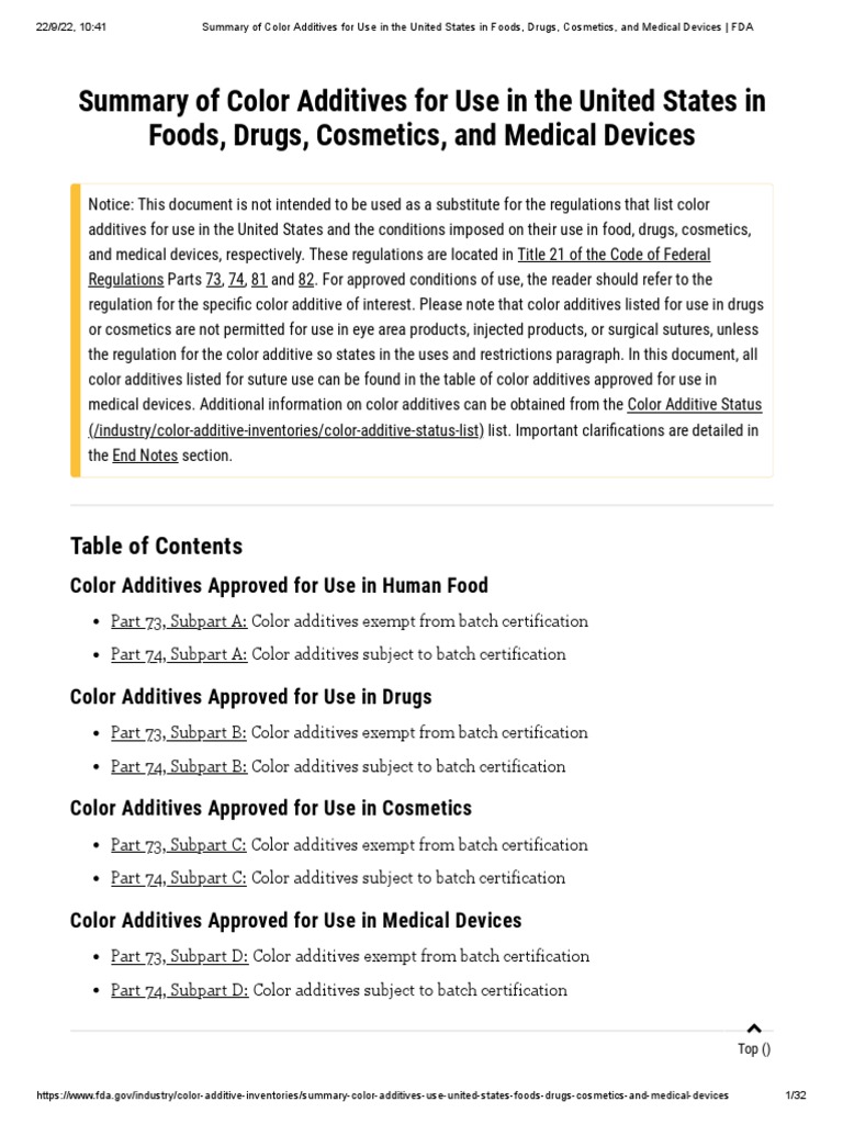 FDA Color Additive Guidelines | PDF | Federal Food | Drink