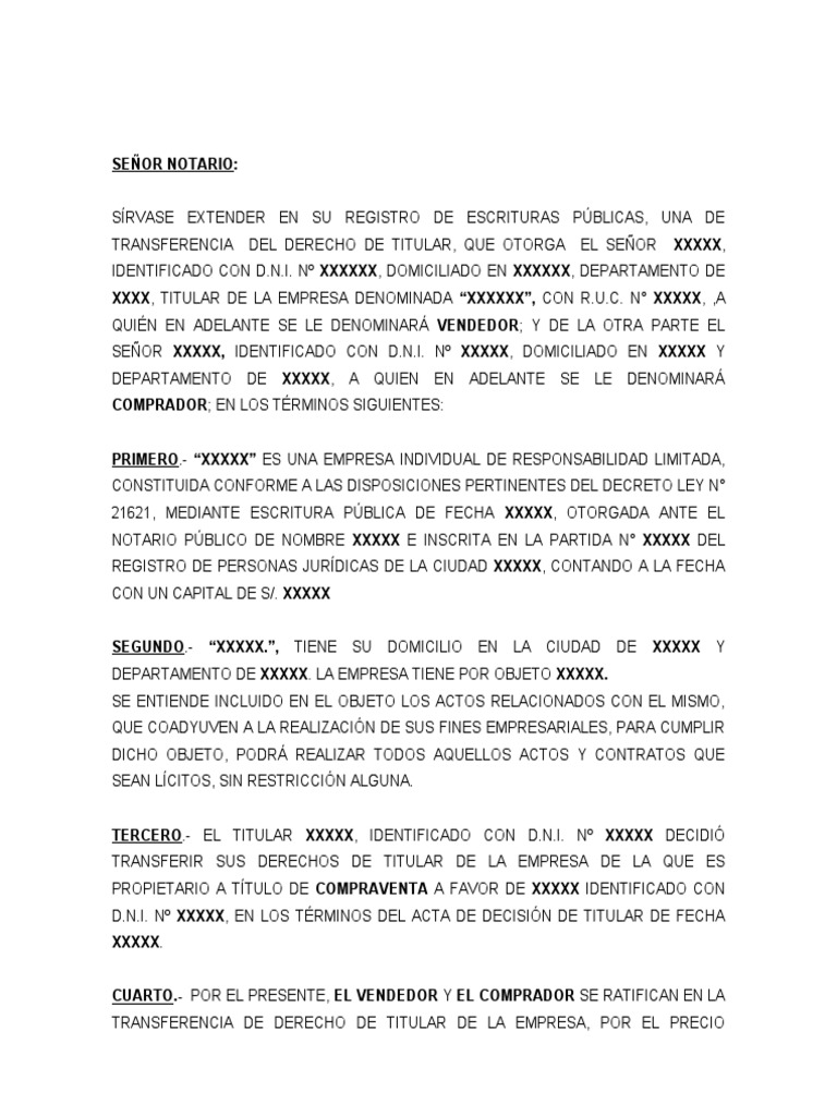 Transferencia de Titularidad de EIRL | PDF | Gobierno | Justicia