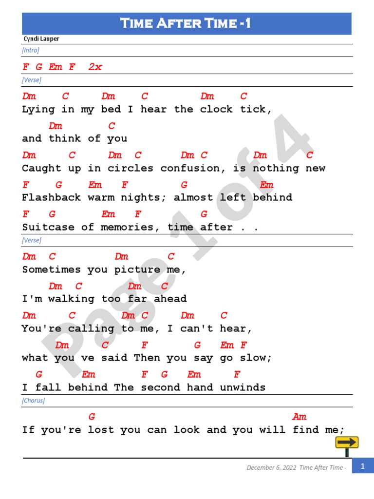 Time After Time | Download Free PDF | Song Recordings | American Songs