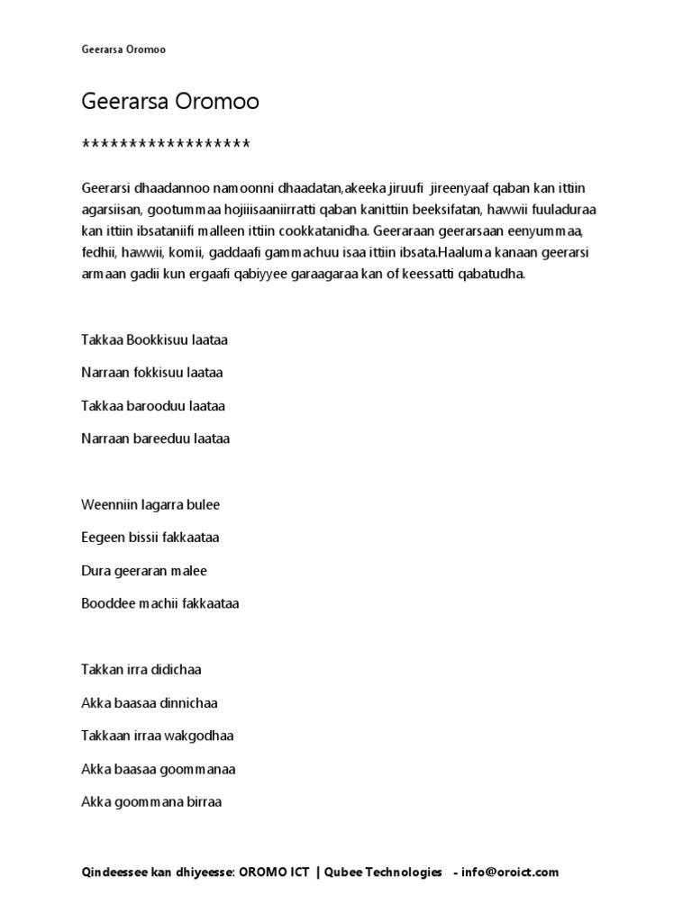 Geerarsa Oromoo | PDF
