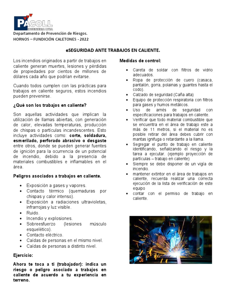 Charla Seguridad Ante Trabajos en Caliente | PDF | Soldadura | Construcción