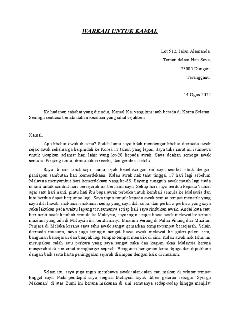 Warkah Untuk Kamal | PDF