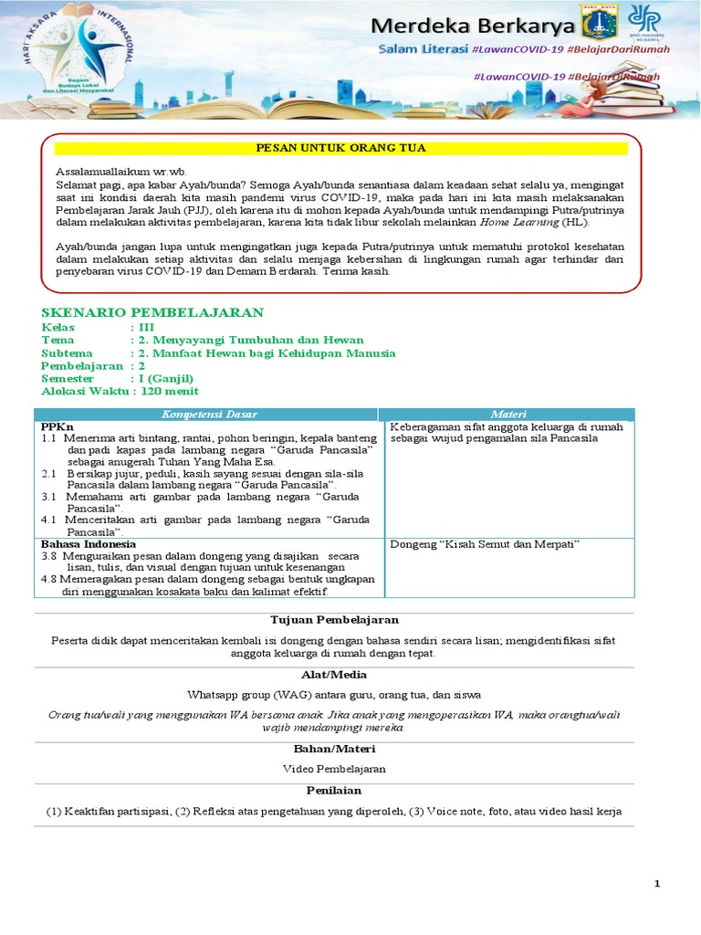 Skenario Pembelajaran: Salam Literasi | PDF