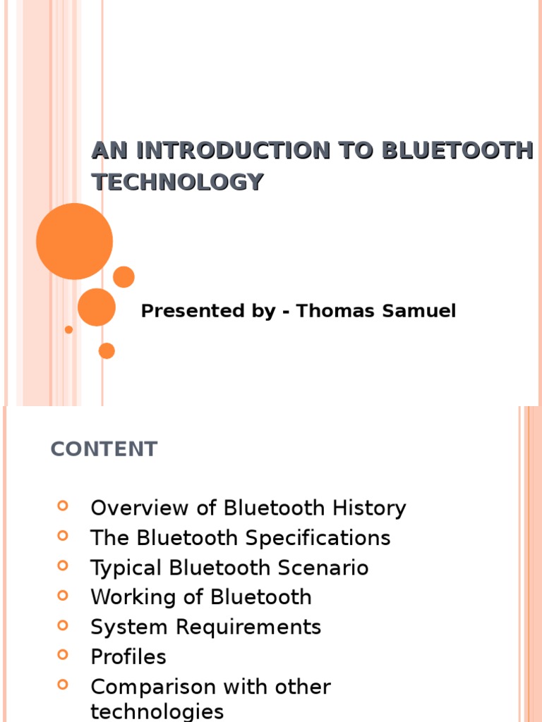 Introduction to Bluetooth Technology | PDF | Bluetooth | Computer ...