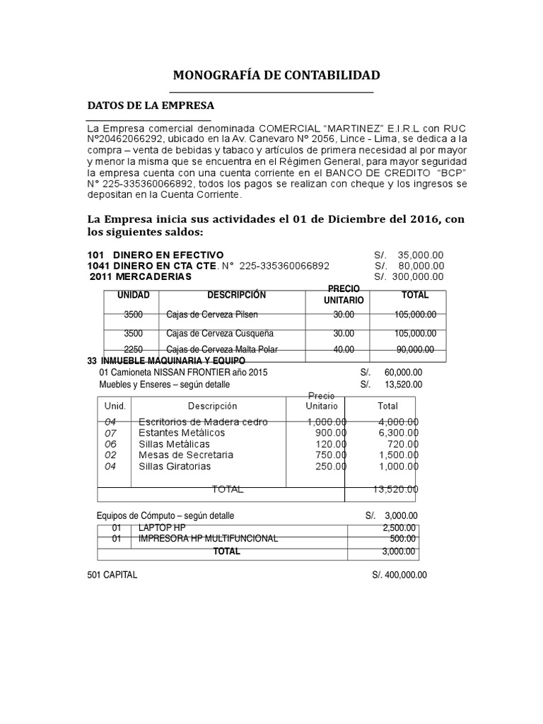 Monografía Contable | PDF | Contabilidad financiera | Servicios financieros