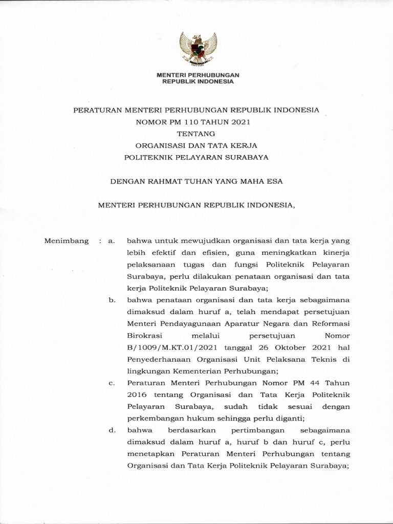 PM 110 Tahun 2021 Ortaker | PDF | Seni | Karier & Perkembangan