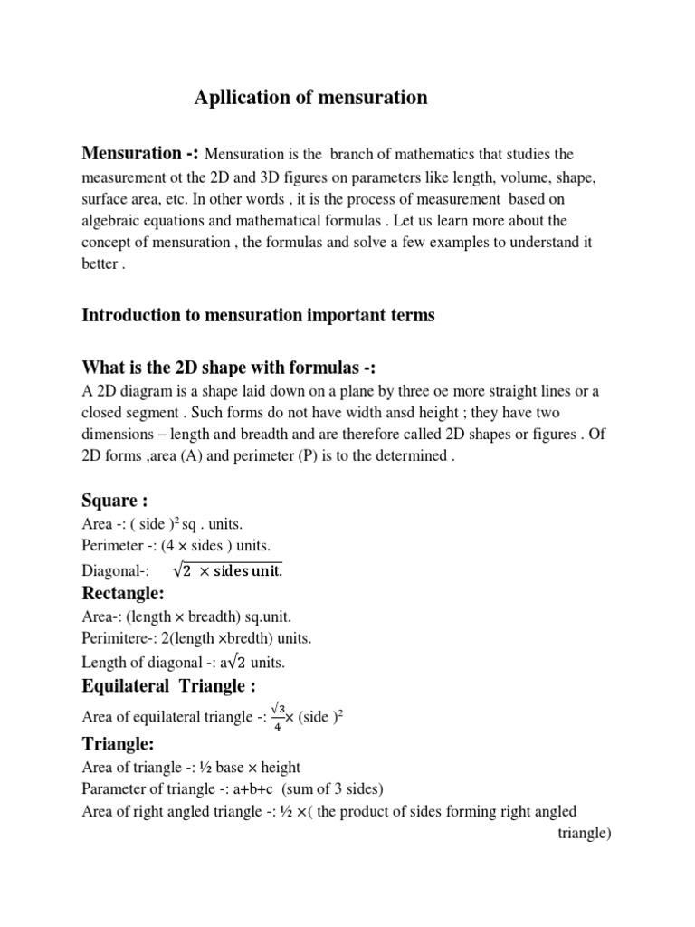 Maths Project | PDF | Area | Length