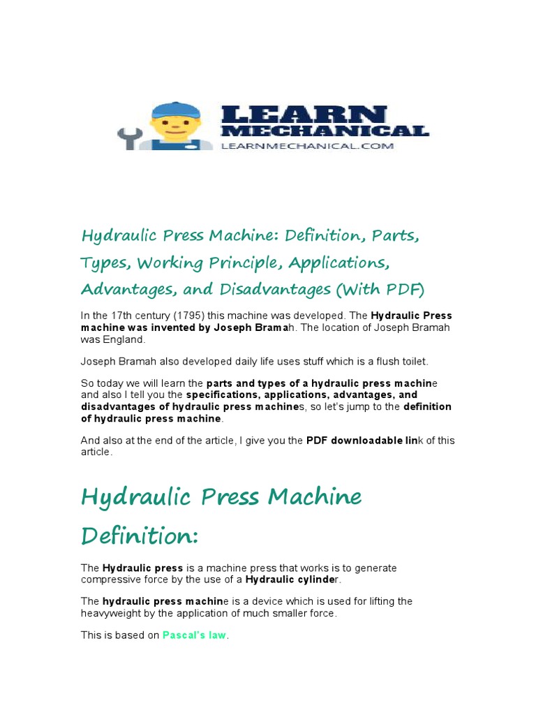 Hydraulic Press Machine | PDF | Machines | Valve