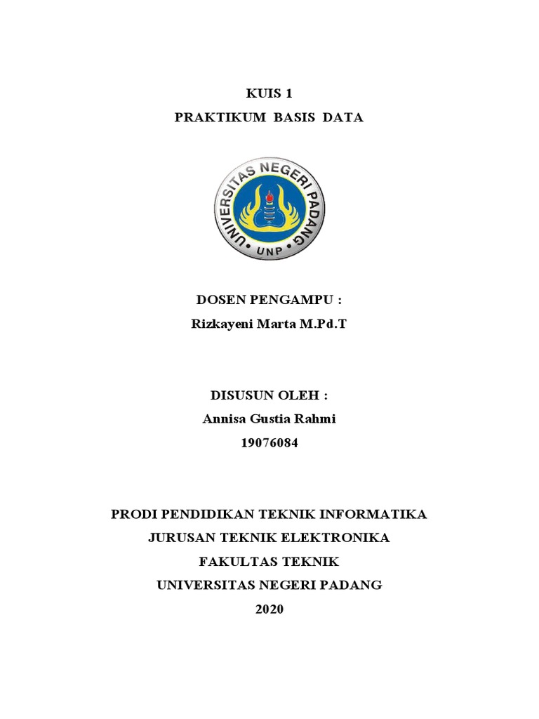 Kuis 1 Praktikum Basis Data | PDF | Komputer