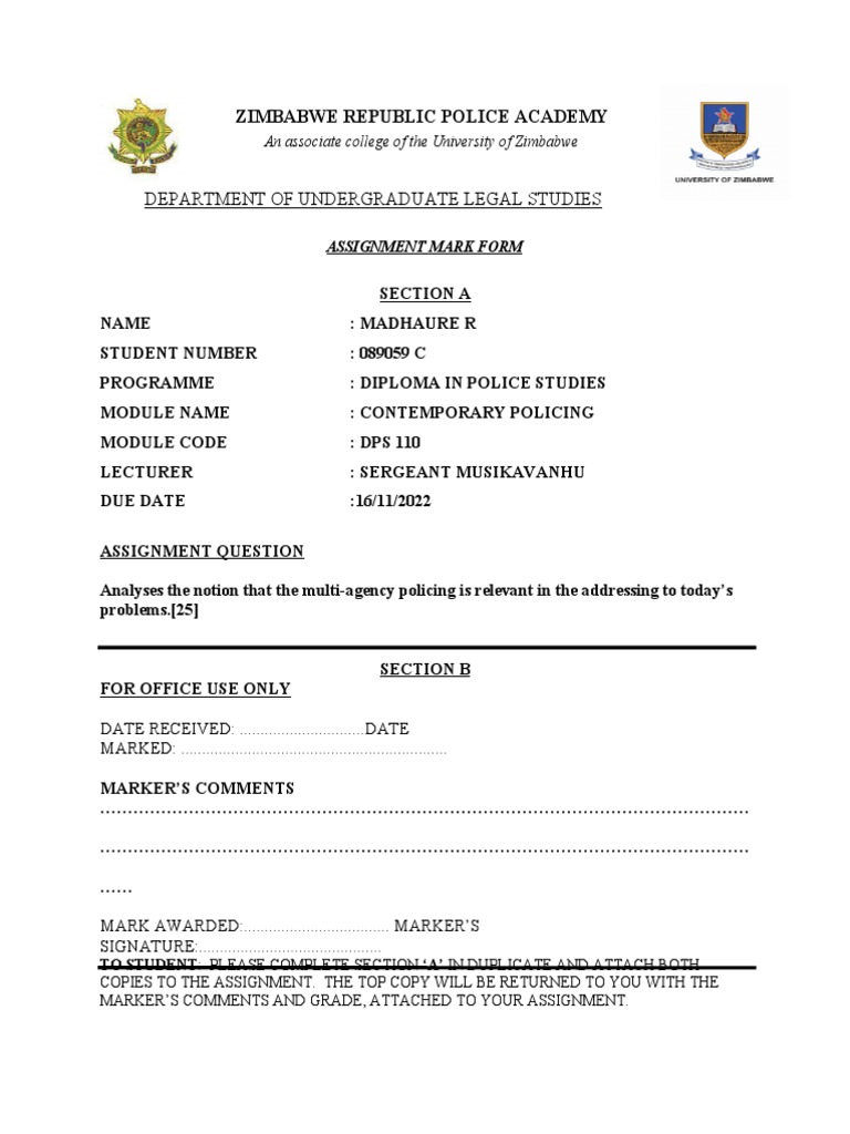 Zimbabwe Police Academy Analyzes Multi-Agency Policing | PDF | Police ...